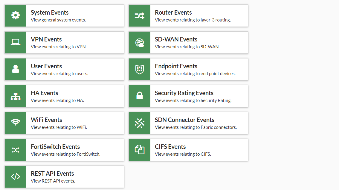 Viewing event logs | FortiGate / FortiOS 7.0.17 | Fortinet Document Library